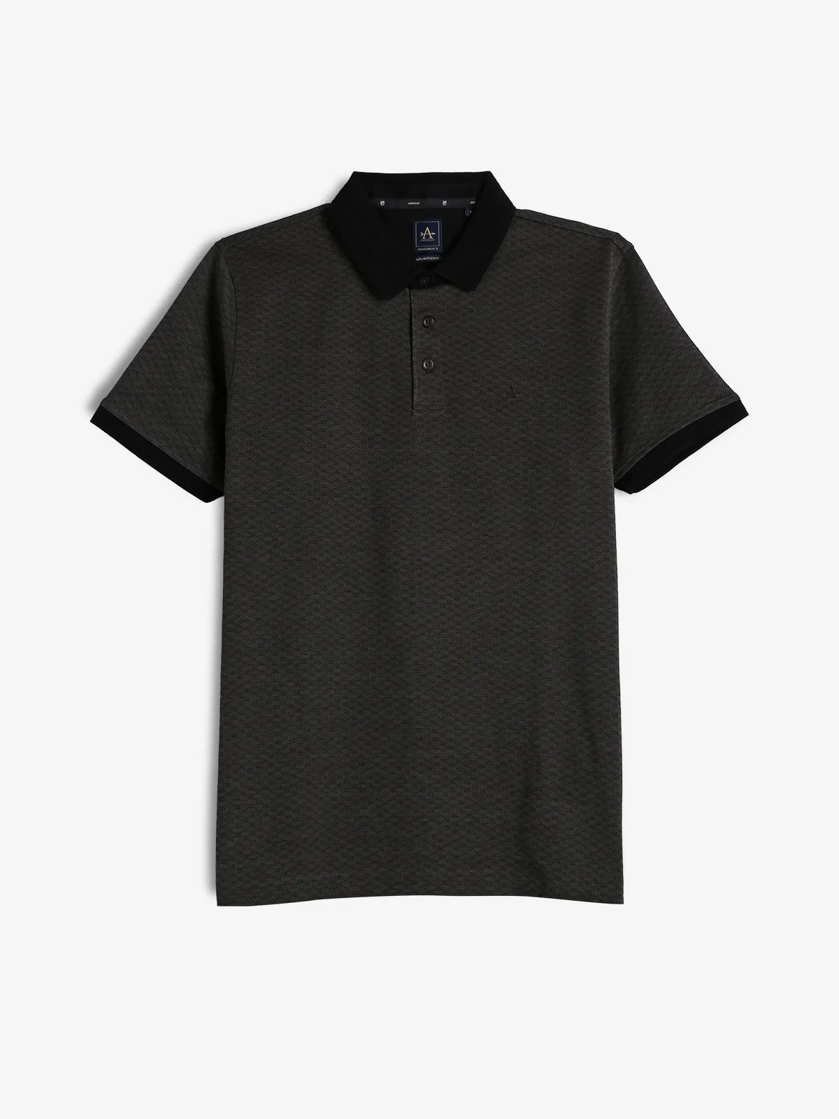 ARROW dark grey printed cotton polo t-shirt-G3-MTS18631 | United...