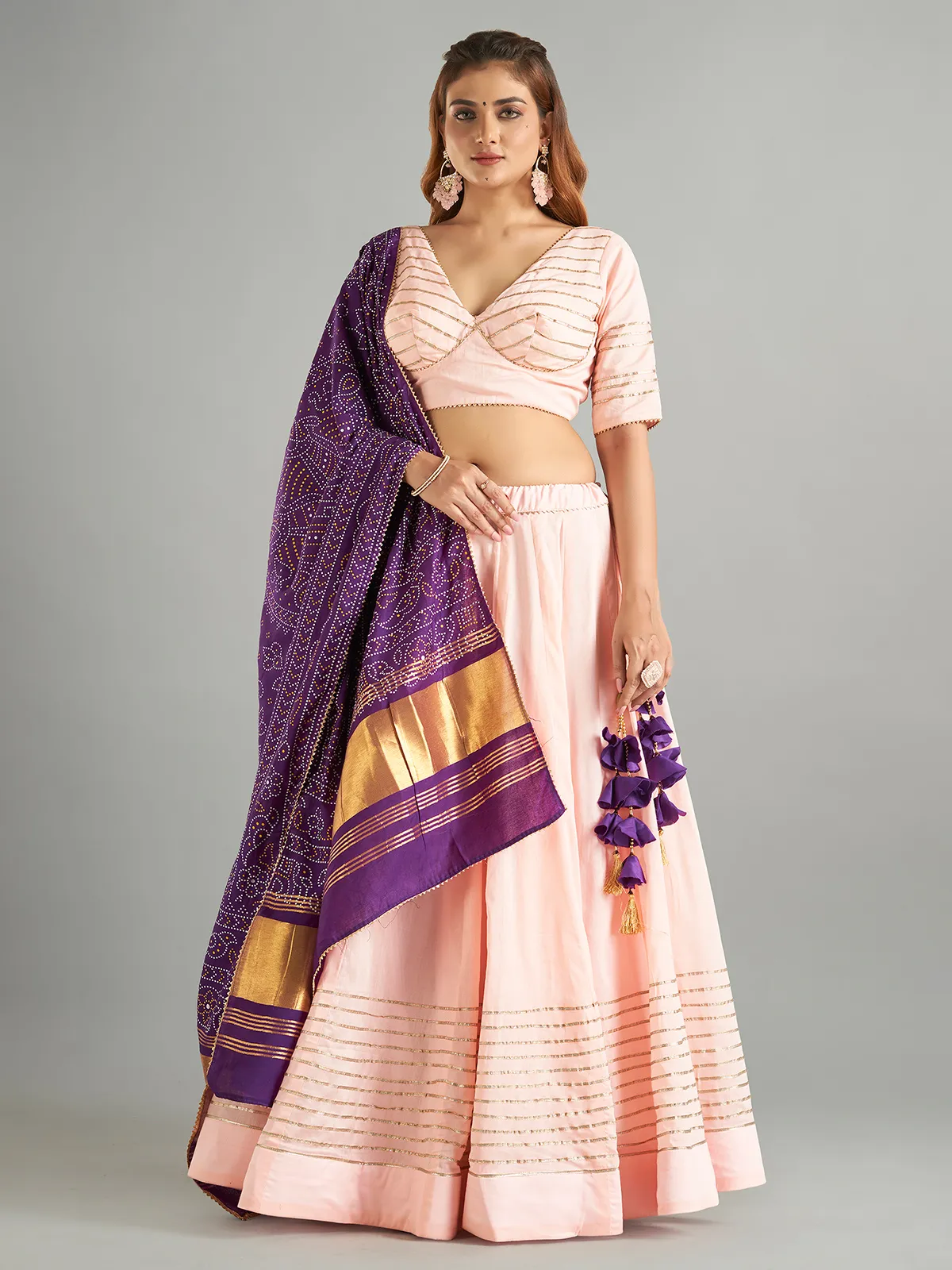 Cotton light pink plain lehenga choli-G3-WLC15088 | Canada