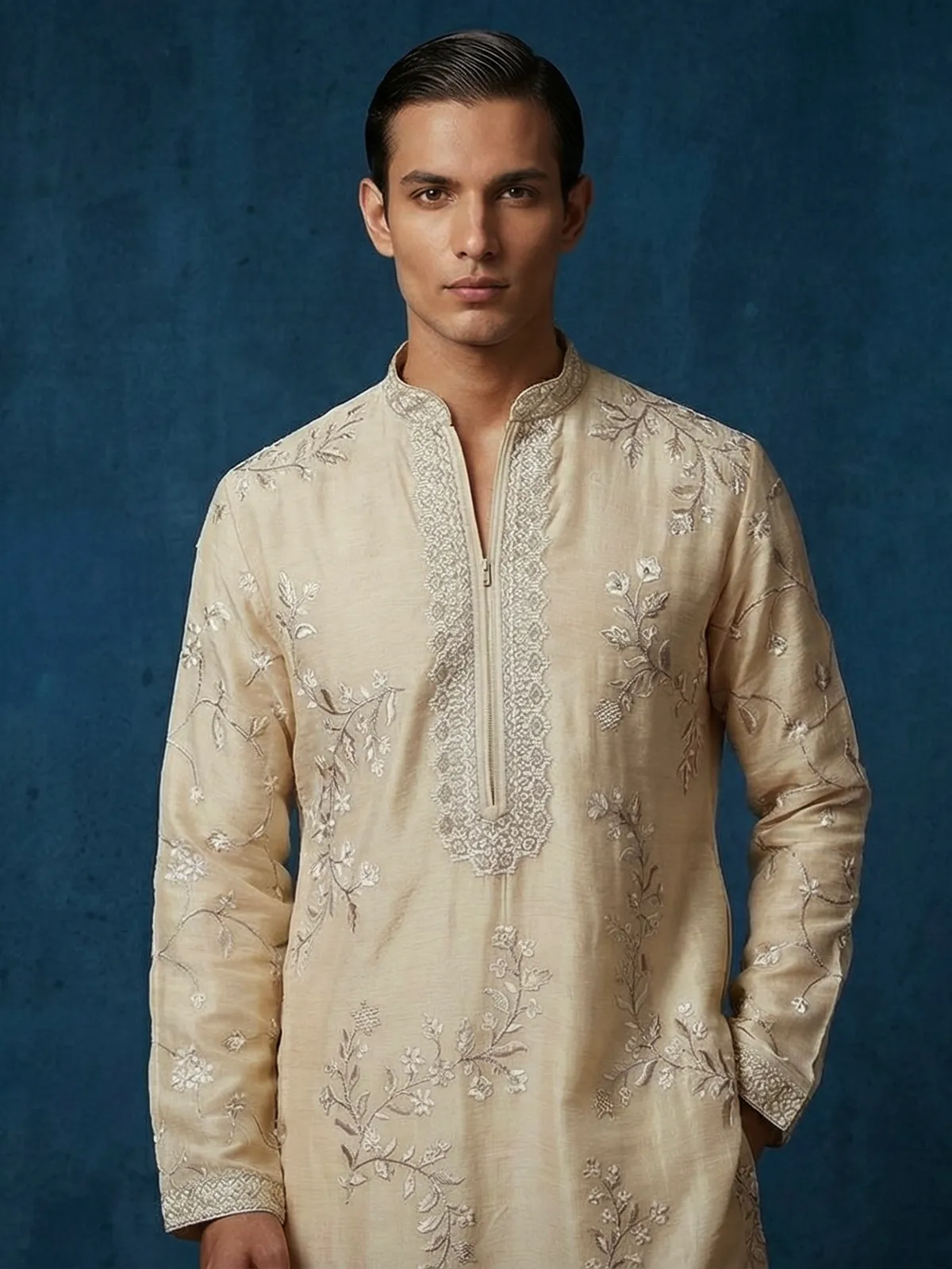 Cream georgette embroidered wedding kurta suit-G3-MKS7194 | United...