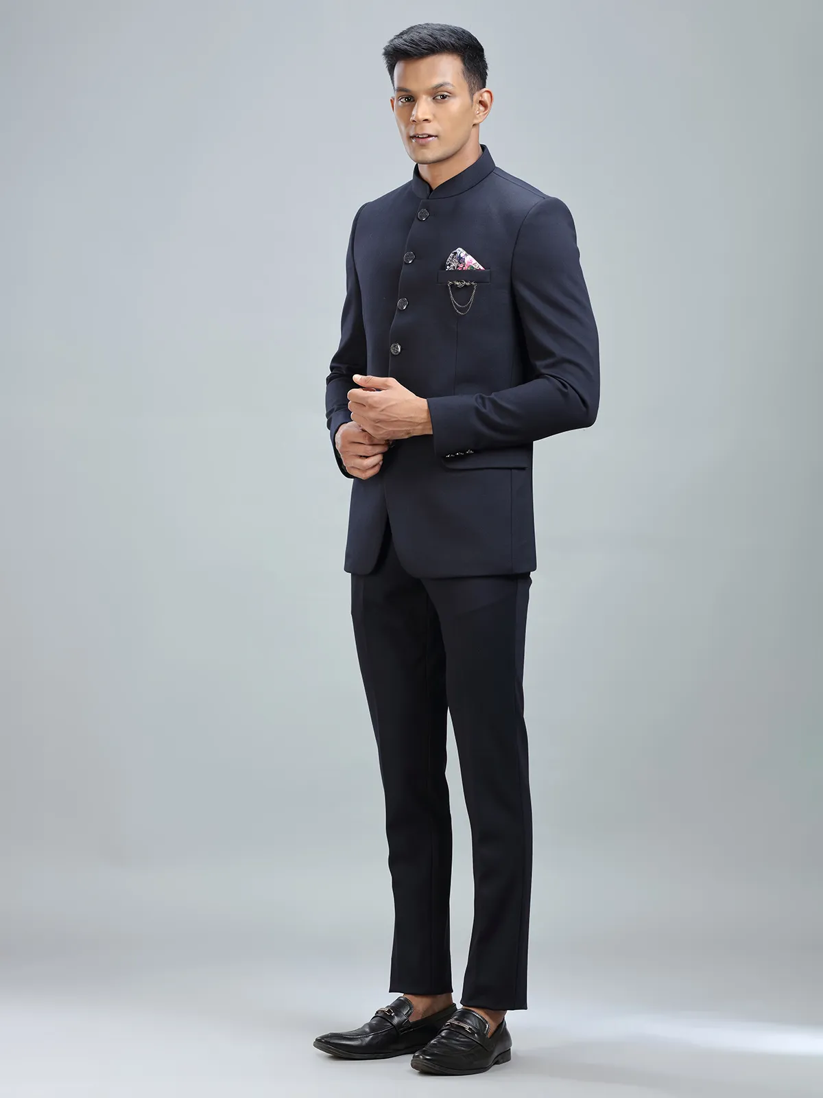 Dashing navy jodhpuri suit in premium terry rayon fabric-G3-MJS9
