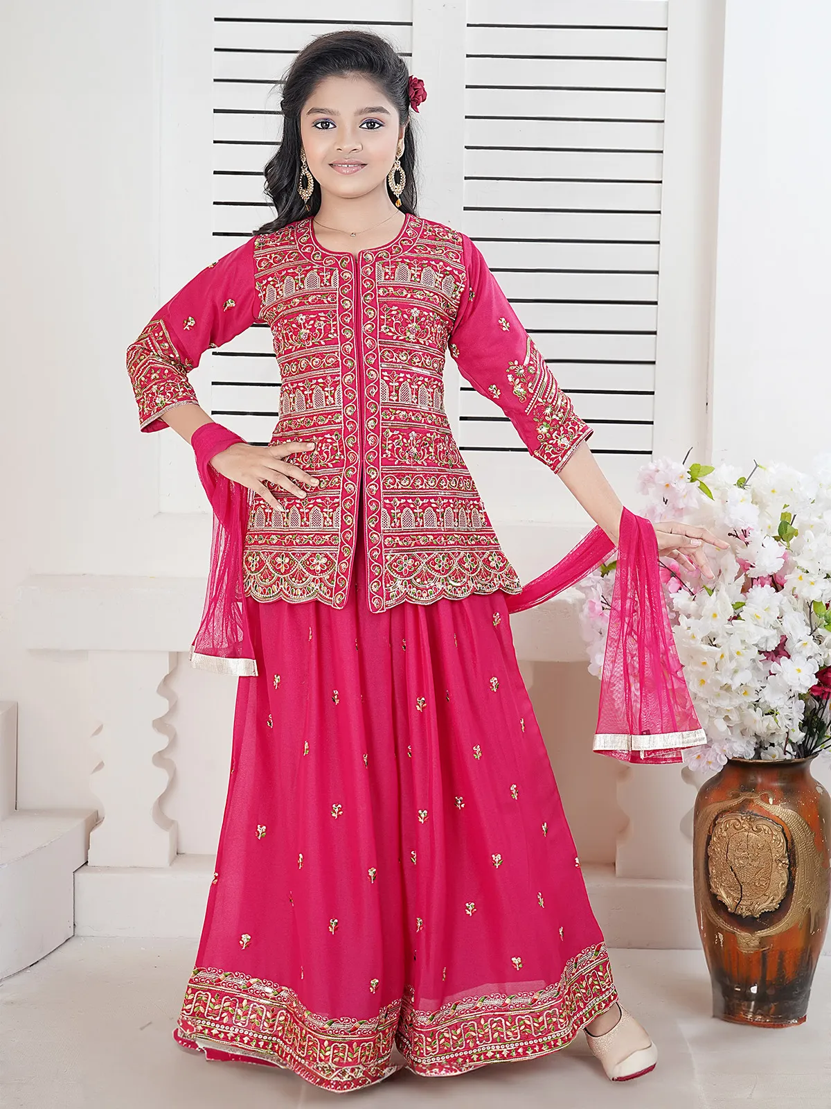 Rani color georgette embroidery palazzo salwar suit-G3-GSS2996