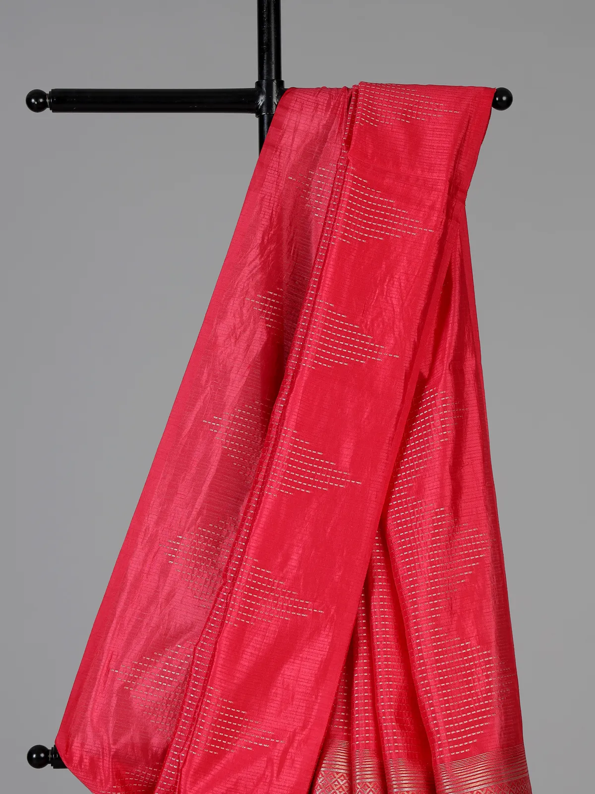 Red semi silk saree with traditional zari artistry-G3-WSA63440