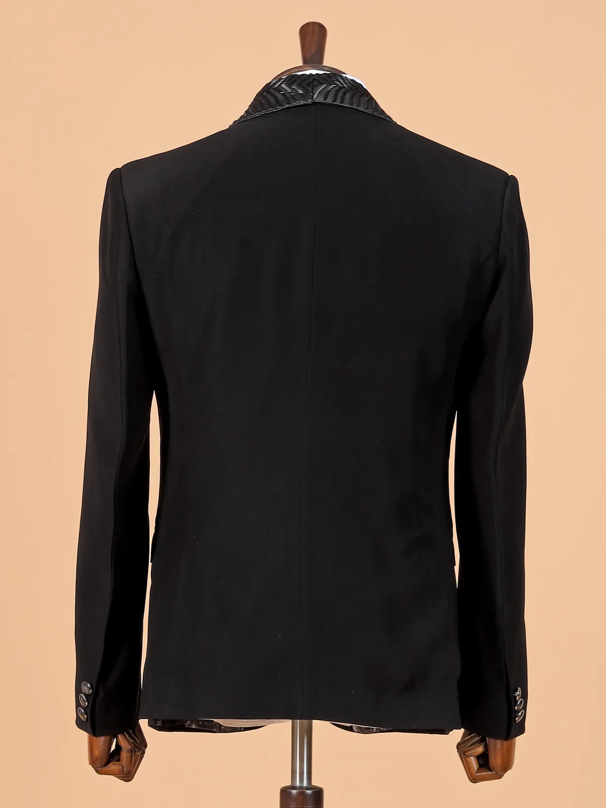 Terry rayon coat suit for men in solid black-G3-MCO1374
