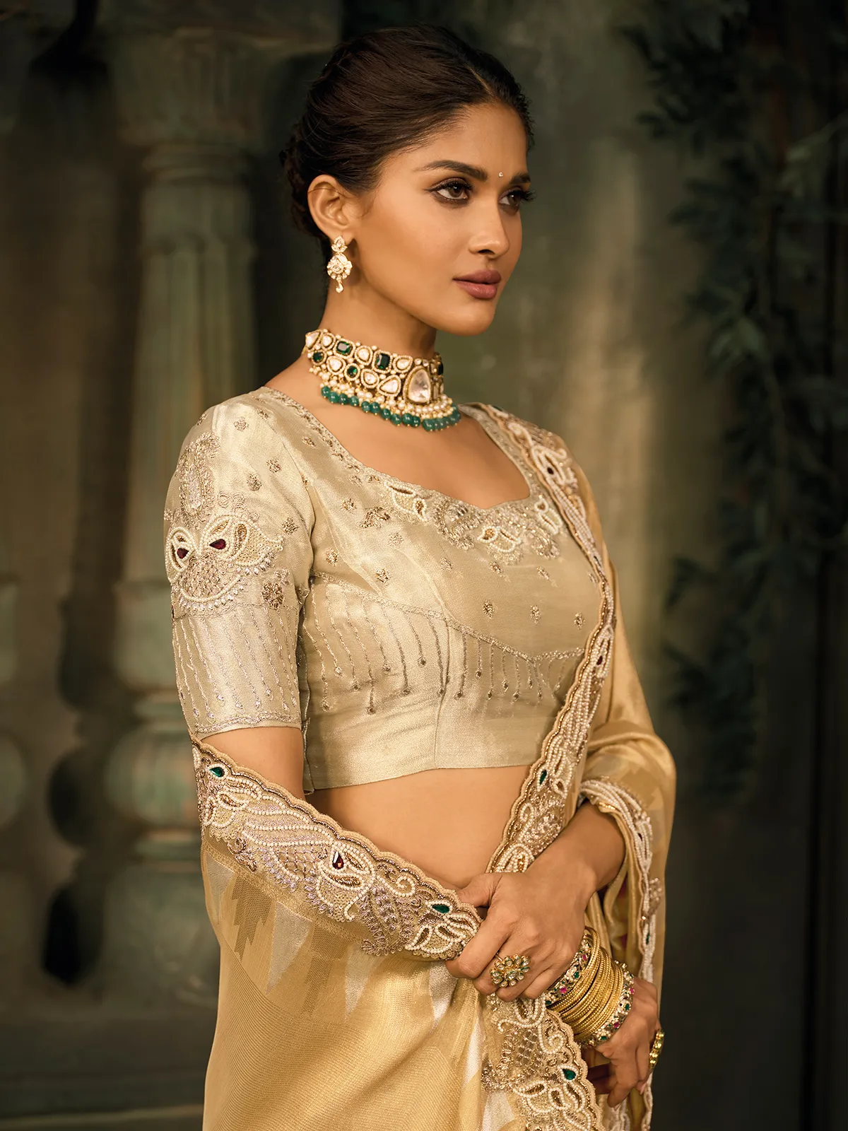 Yellow ziraf silk embellished festive wedding saree-G3-WSA62568