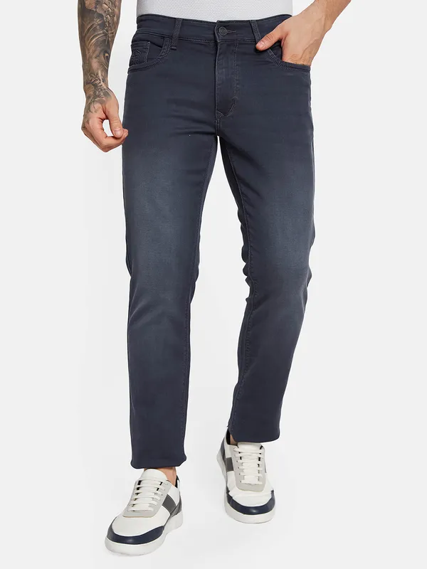 Octave Men Mid-Rise Clean Look Light Fade Stretchable Jeans