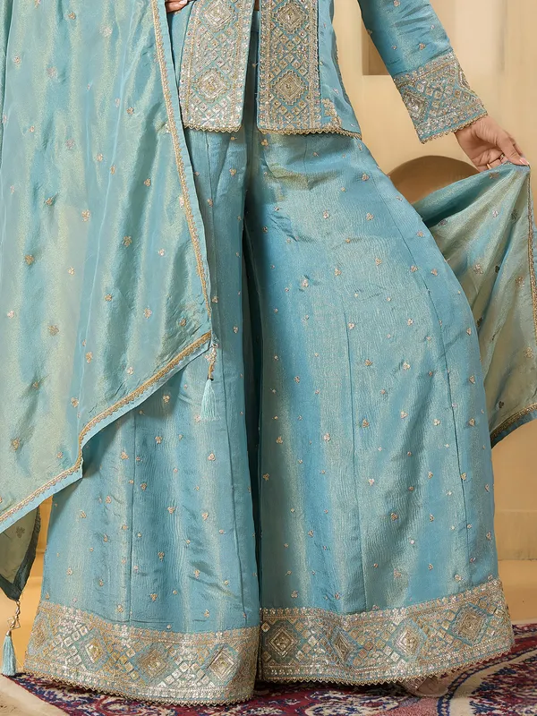 Aqua designer pakistani style palazzo suit-G3-WSS44765 | United States