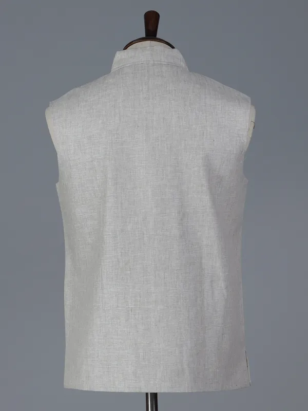 Beige silk three pocket wedding waistcoat-G3-MWC2843 | United States