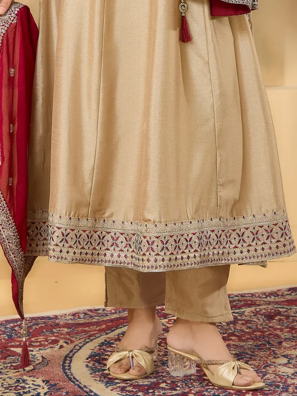 Beige silk yoke style festive salwar suit-G3-WSS44749 | Australia