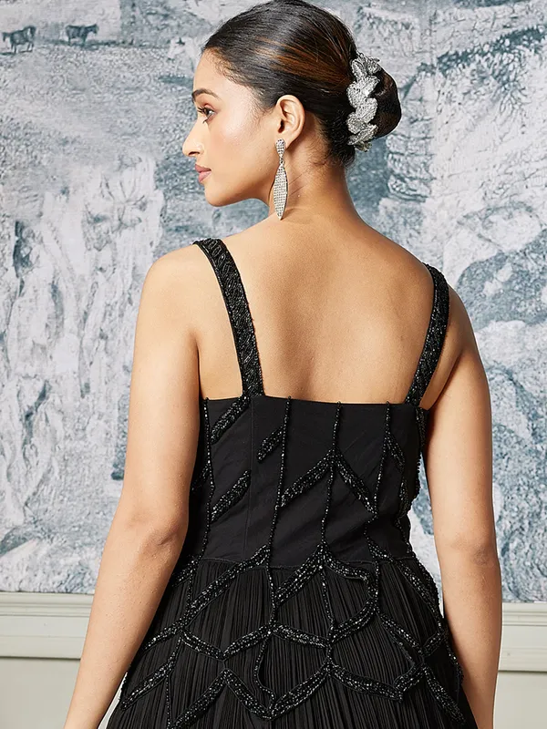Black sweetheart neck designer suit for party wear-G3-WSS44819