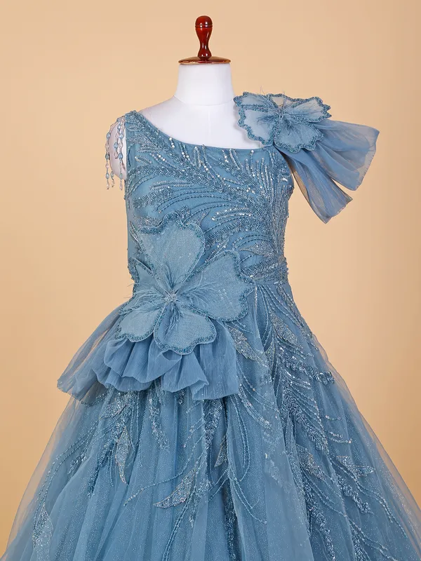 Designer light blue net gown-G3-WGO2501 | United States