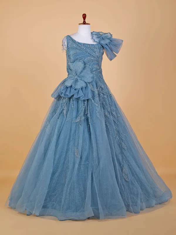 Designer light blue net gown-G3-WGO2501 | United States
