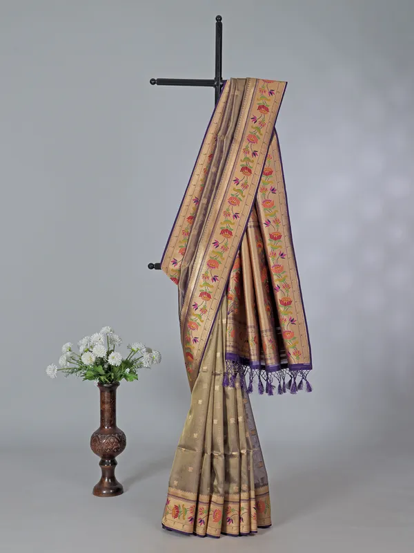 Gold art silk zari work wedding festive saree-G3-WSA62065 | United...