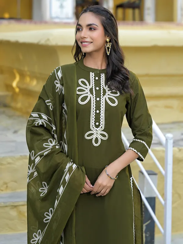 Green palazzo kurti set in cotton-G3-WKS1023 | United Kingdom