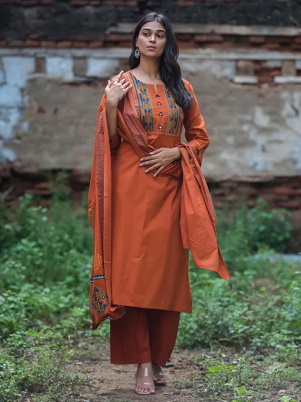 Light brown cotton yoke style kurti set-G3-WKS955 | United Kingdom