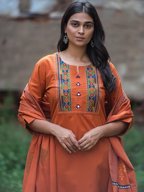 Light brown cotton yoke style kurti set-G3-WKS955 | United Kingdom