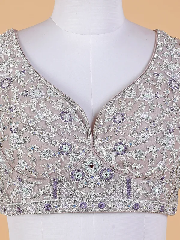 Light grey net lehenga choli-G3-WLC14265 | United States