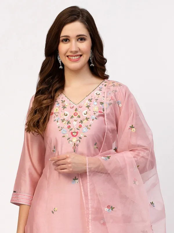 Light pink festive wear silk kurti set-G3-WKS1016 | United States