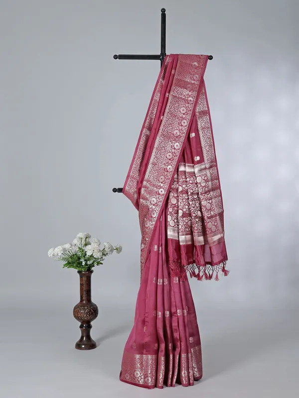 Light wine art silk butti zari work saree-G3-WSA61830