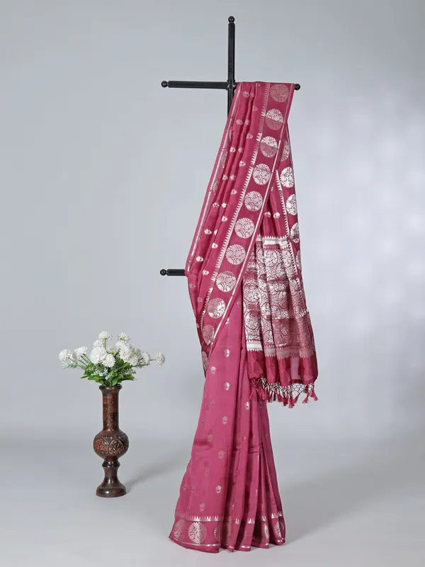 Light wine art silk zari butti festive saree-G3-WSA61831