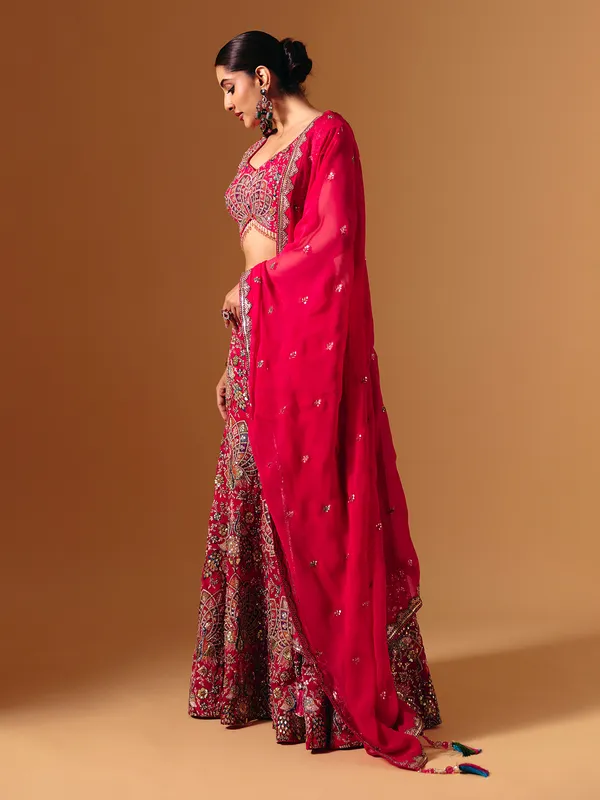 Magenta pakistani style georgette palazzo suit-G3-WSS44833