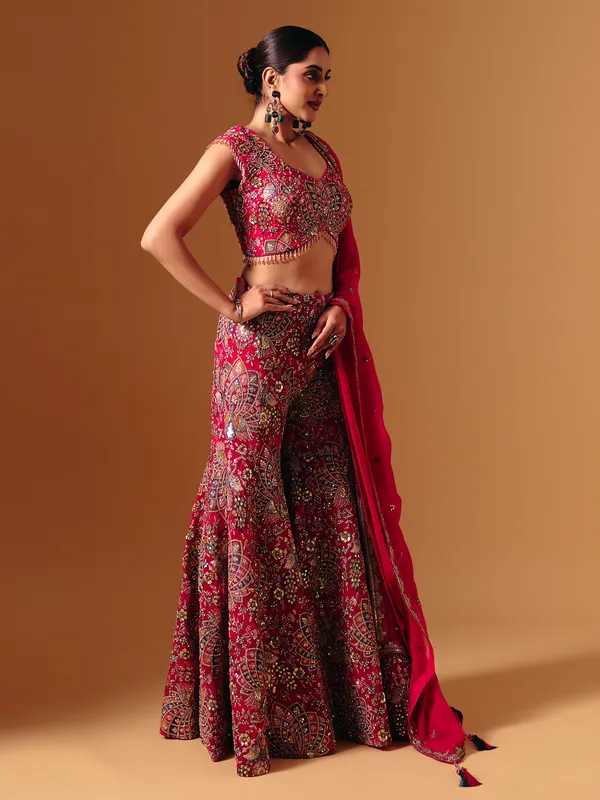 Magenta pakistani style georgette palazzo suit-G3-WSS44833