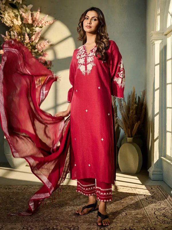 Maroon festive wear cotton silk kurti set-G3-WKS814 | Australia