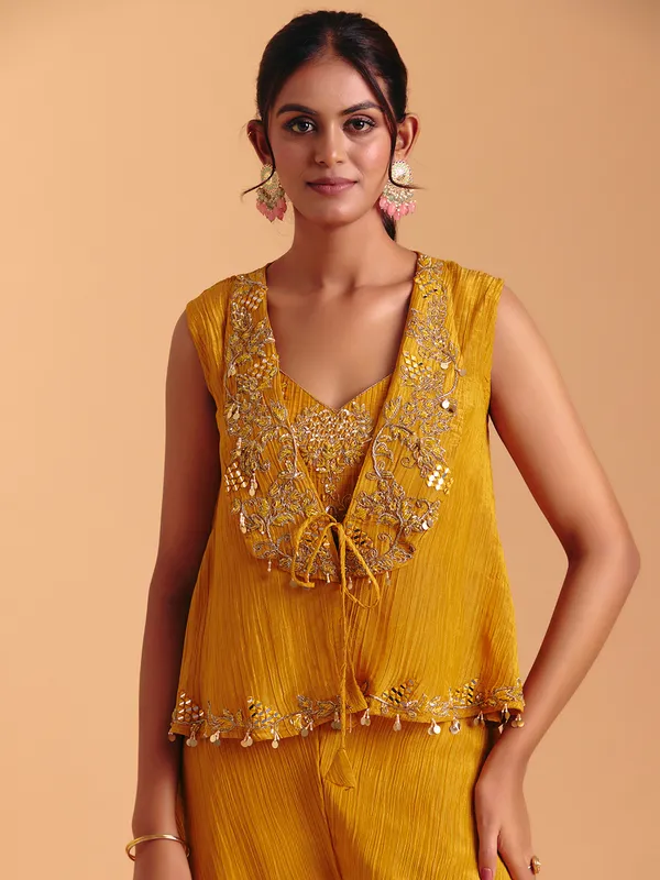 yellow chiffon jacket