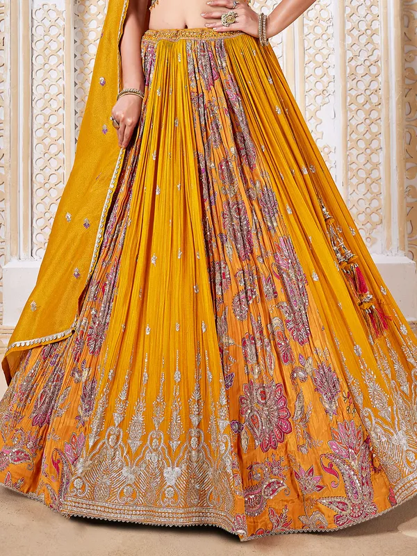 Mustard yellow haldi special designer lehenga choli-G3-WLC17648