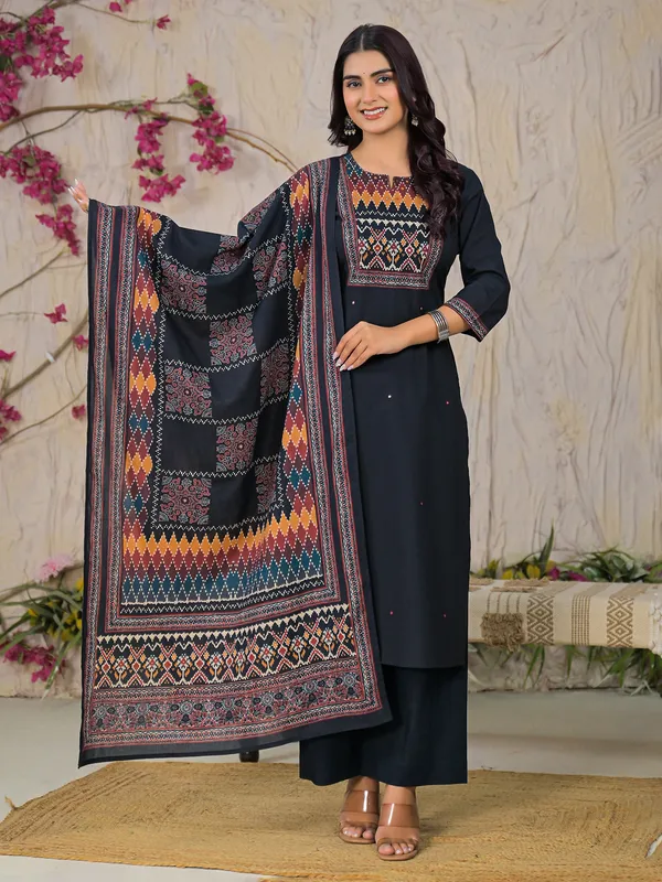 Navy cotton silk yoke style kurti set-G3-WKS961 | United Kingdom
