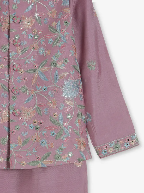 Onion pink silk boys waistcoat set with embroidery-G3-BWCS11699