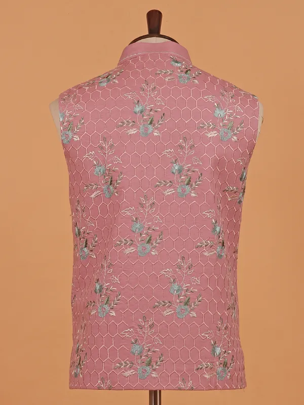 Onion pink waistcoat in cotton fabric-G3-MWC2815 | United States