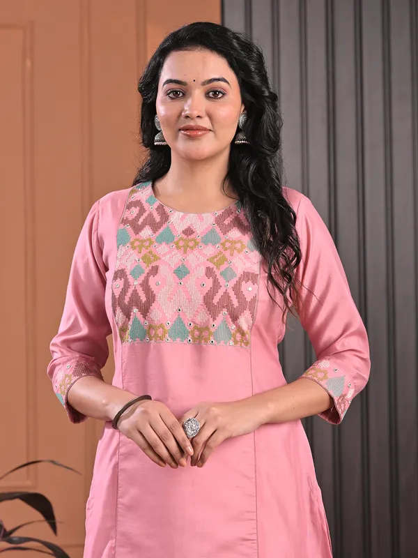 Pink thread and aabla work yoke style kurti-G3-WKU03304 | Netherlands