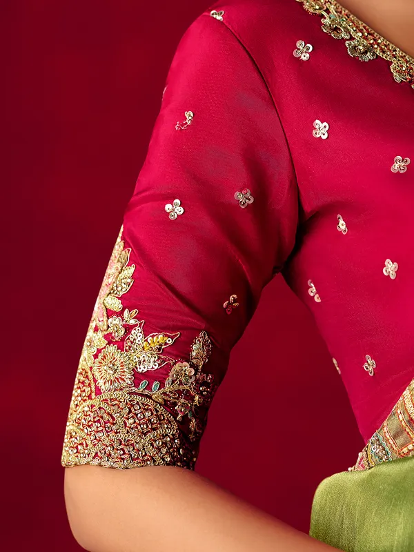 Pista green tissue organza wedding saree-G3-WSA61586 | Canada