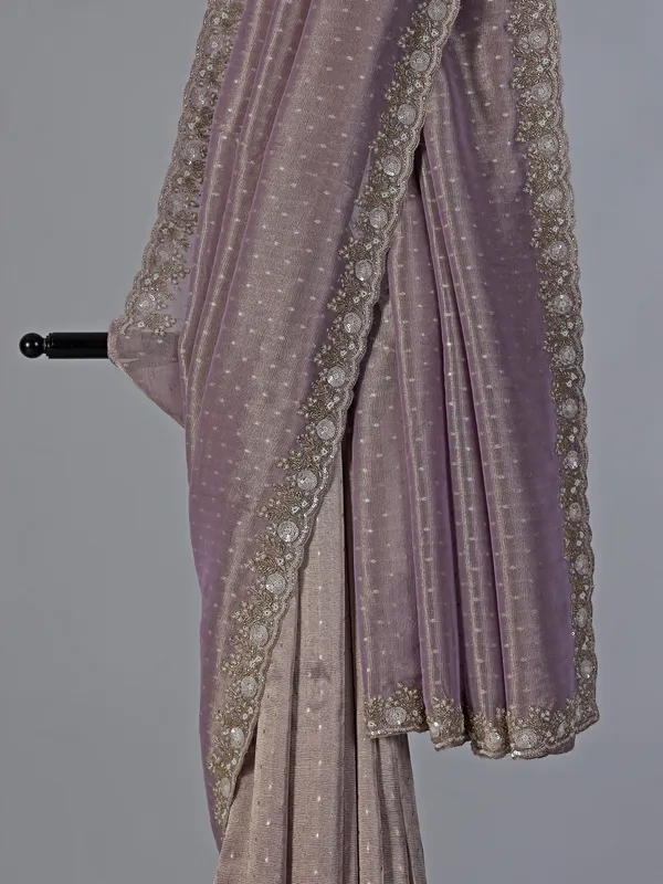Purple dola tissue silk zari work saree-G3-WSA61344 | Canada