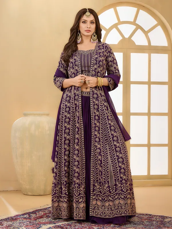 Purple pakistani jacket style lehenga choli-G3-WLC17636 | United...