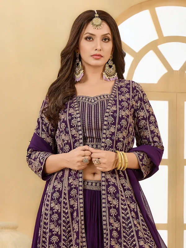 Purple pakistani jacket style lehenga choli-G3-WLC17636 | United...