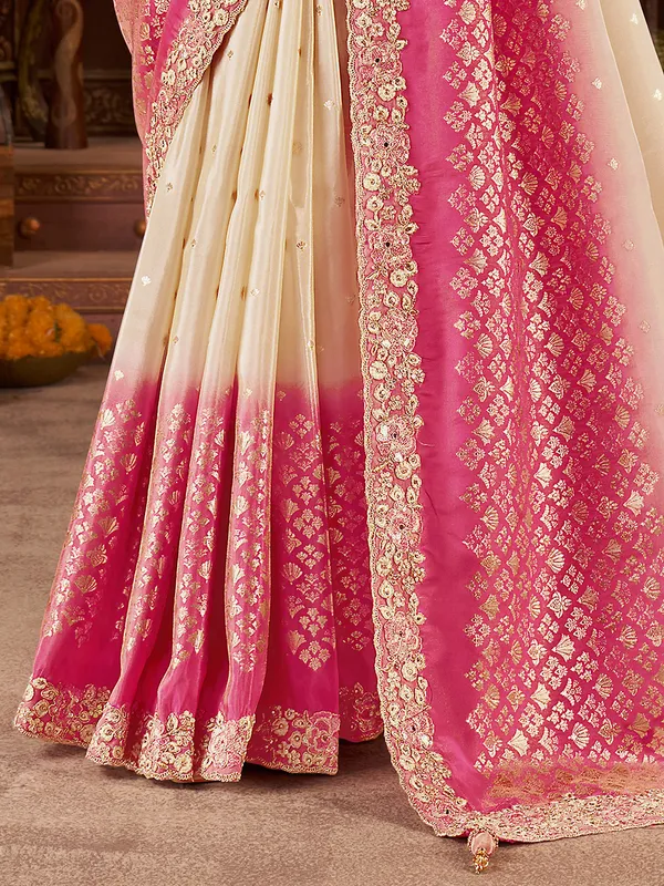 Shaded pink and cream soft silk saree-G3-WSA61599 | United Kingdom