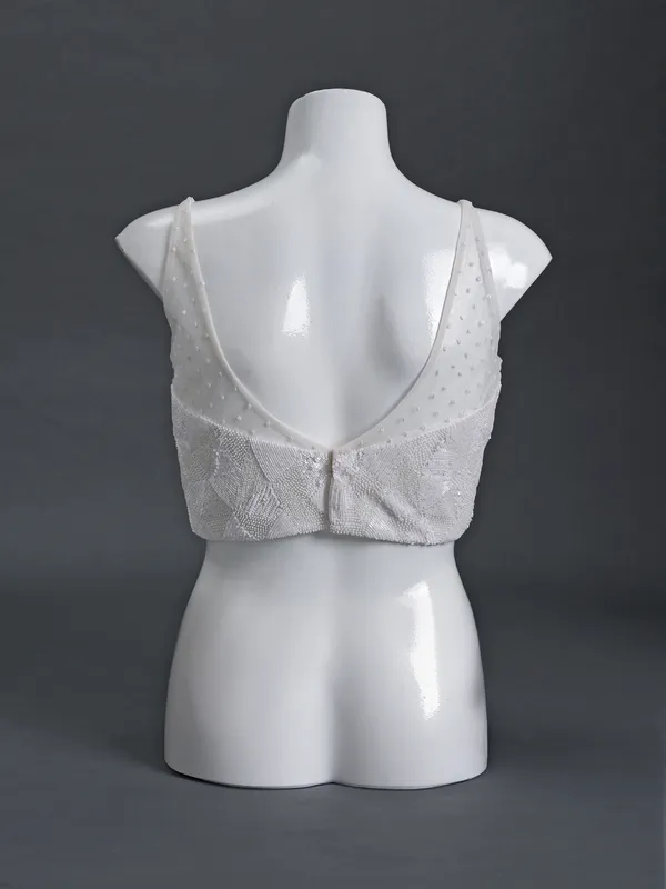 white sequins blouse