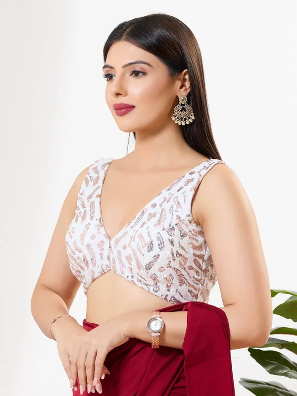 white sequins blouse