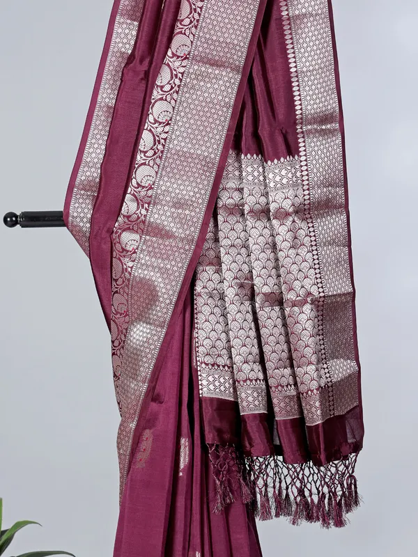 Wine art silk zari work wedding saree-G3-WSA61780