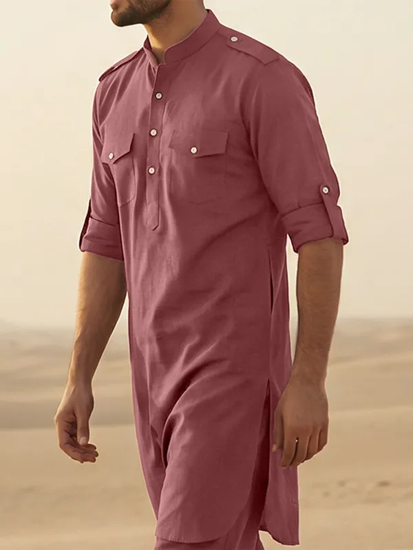 Wine luxurious mandarin collar pathani-G3-MPS4308