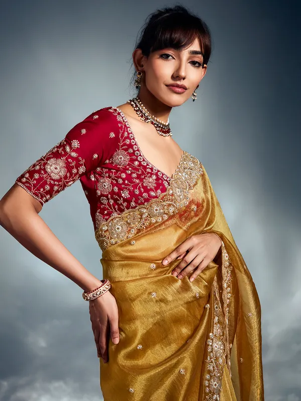 Yellow organza saree with sparkling accents-G3-WSA60883 | United...