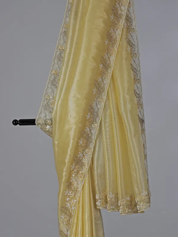 Yellow tissue silk haldi wedding saree-G3-WSA61331 | Canada