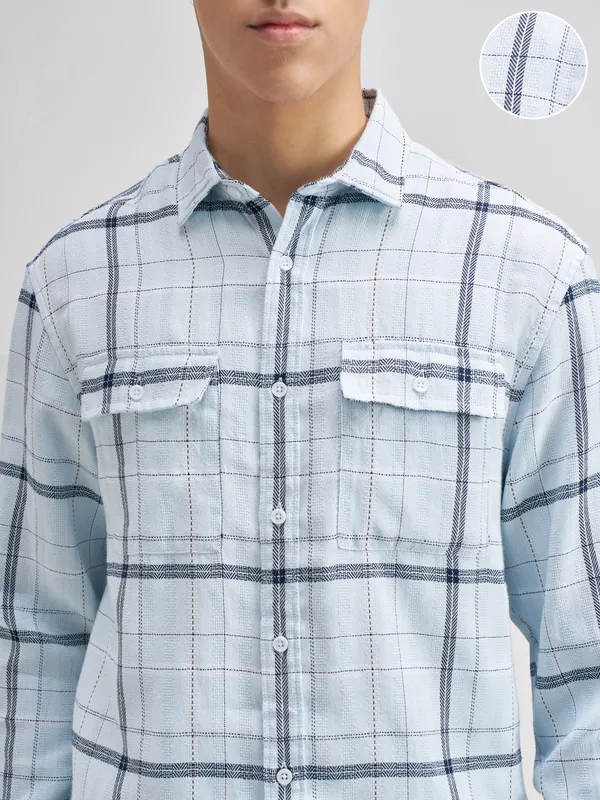 Buy Highlander Blue Checked Relaxed Fit Casual Shirt Online - HLSH027689