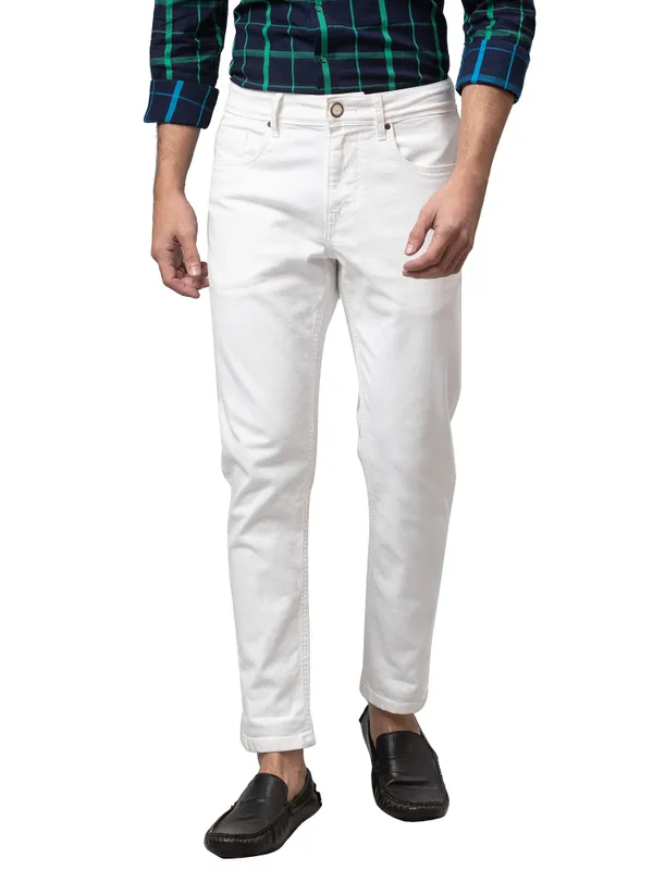 Being Human Men Cropped Fit Denim-White Tone