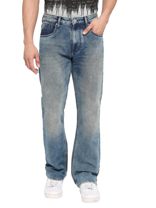 Being Human Men Boot Cut Fit Denim-Mid Tone