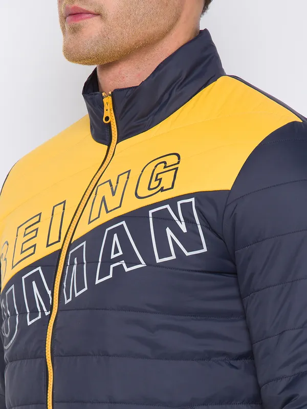 Being Human Regular Fit Men Collared Jackets-Navy_Gold