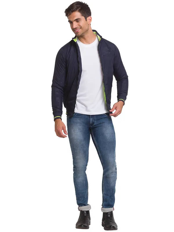 Being Human Regular Fit Men Collared Jackets-Navy