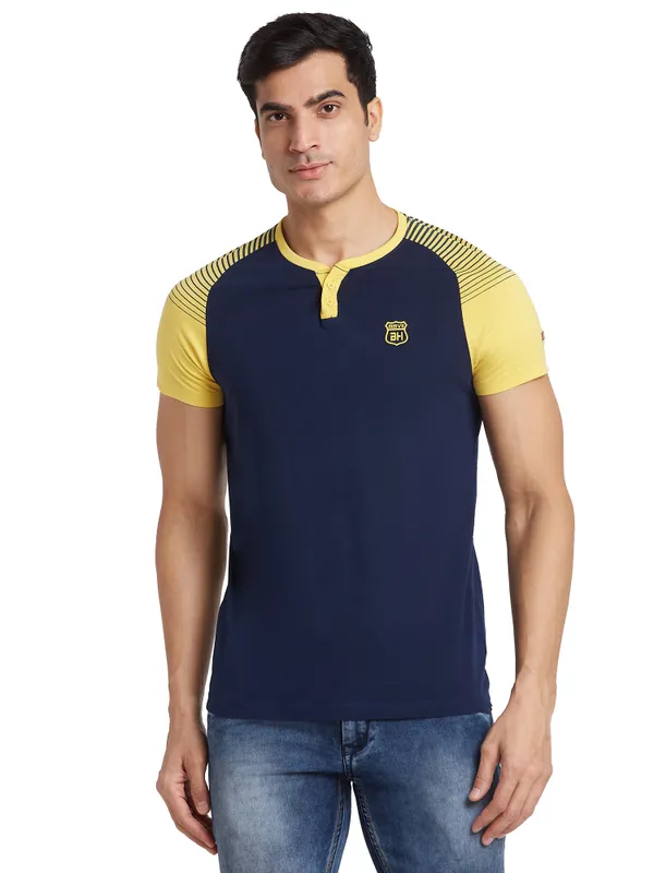 Being Human Regular Fit Men Crew Neck T-Shirts-Pageant Blue