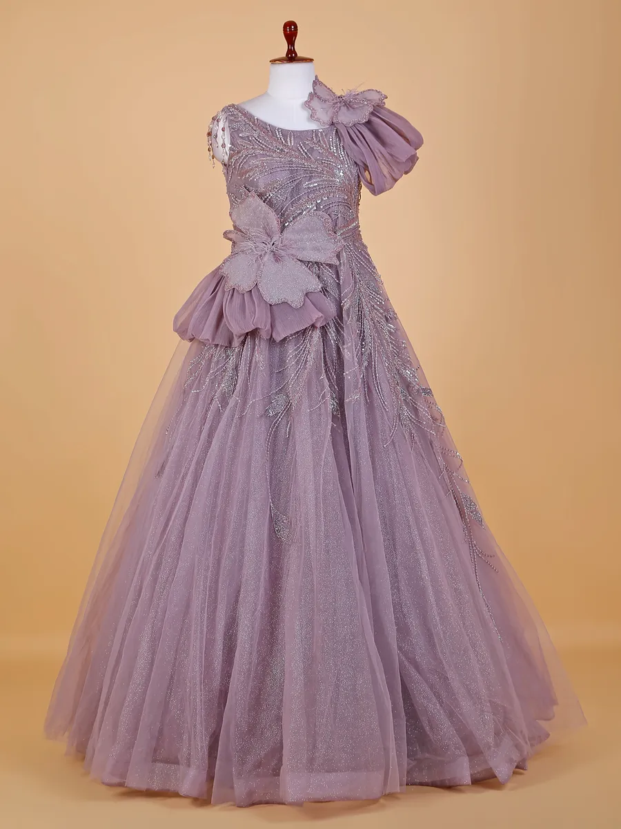 Pretty light purple net designer gown-G3-WGO2502